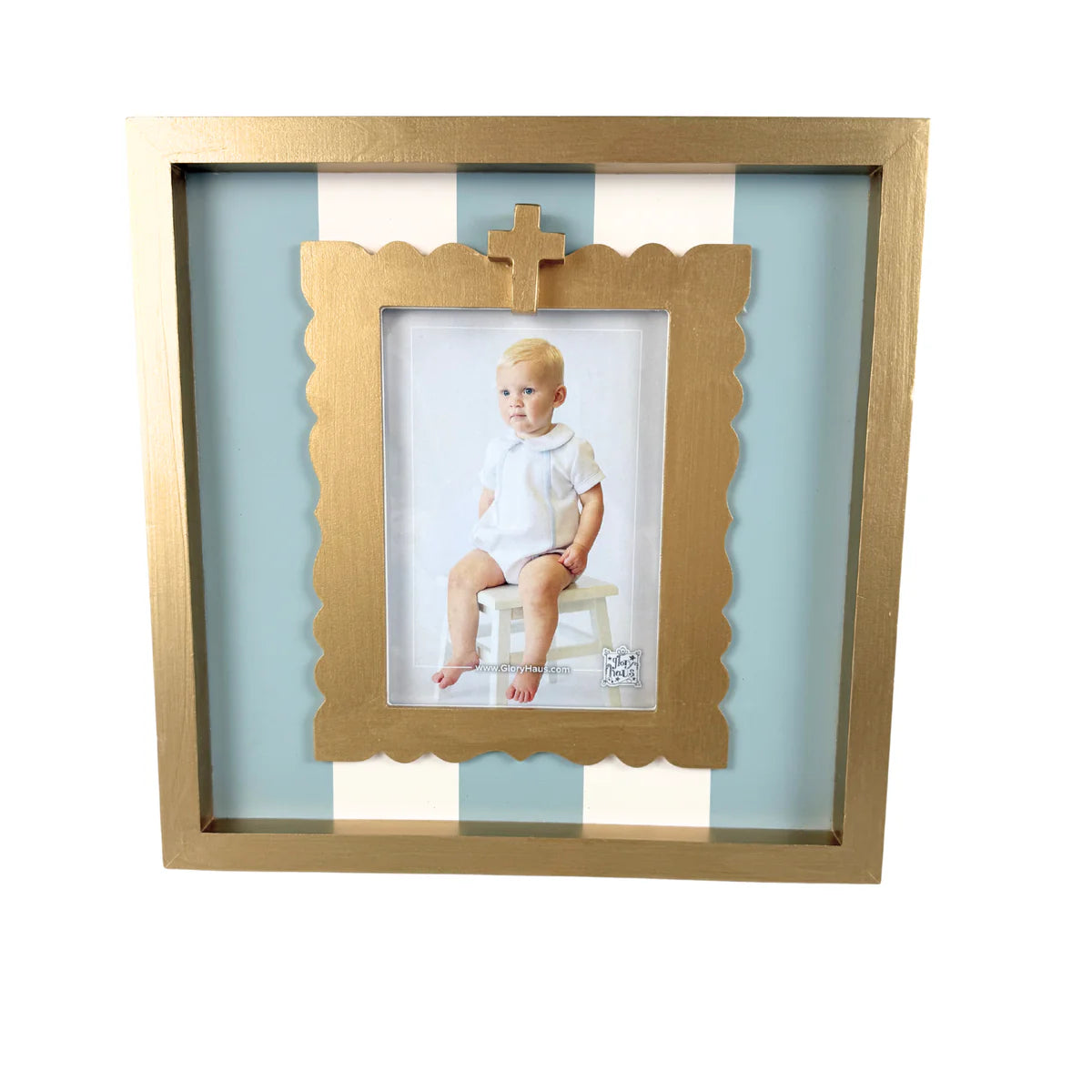 Gold Cross Striped Frame – The Square Cupboard